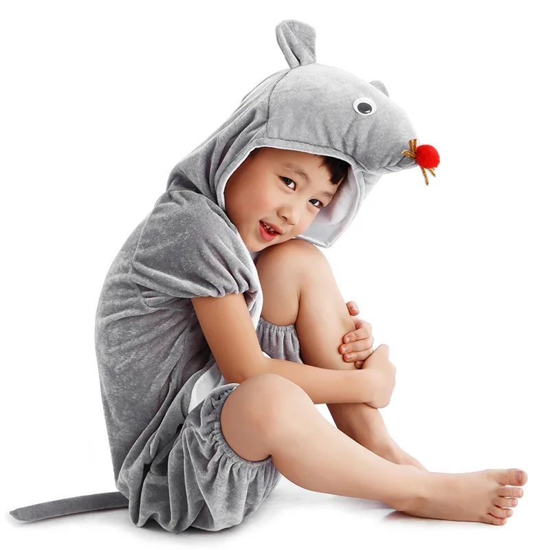 Graue Maus Kinder Onesie Tier Cosplay Pyjamas Karneval Kostum Plusch ...