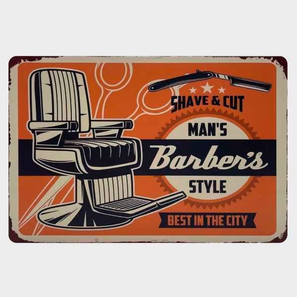 Blechschild Barber Shop Rasieren und Schneiden Werbeschild Metallschild ...
