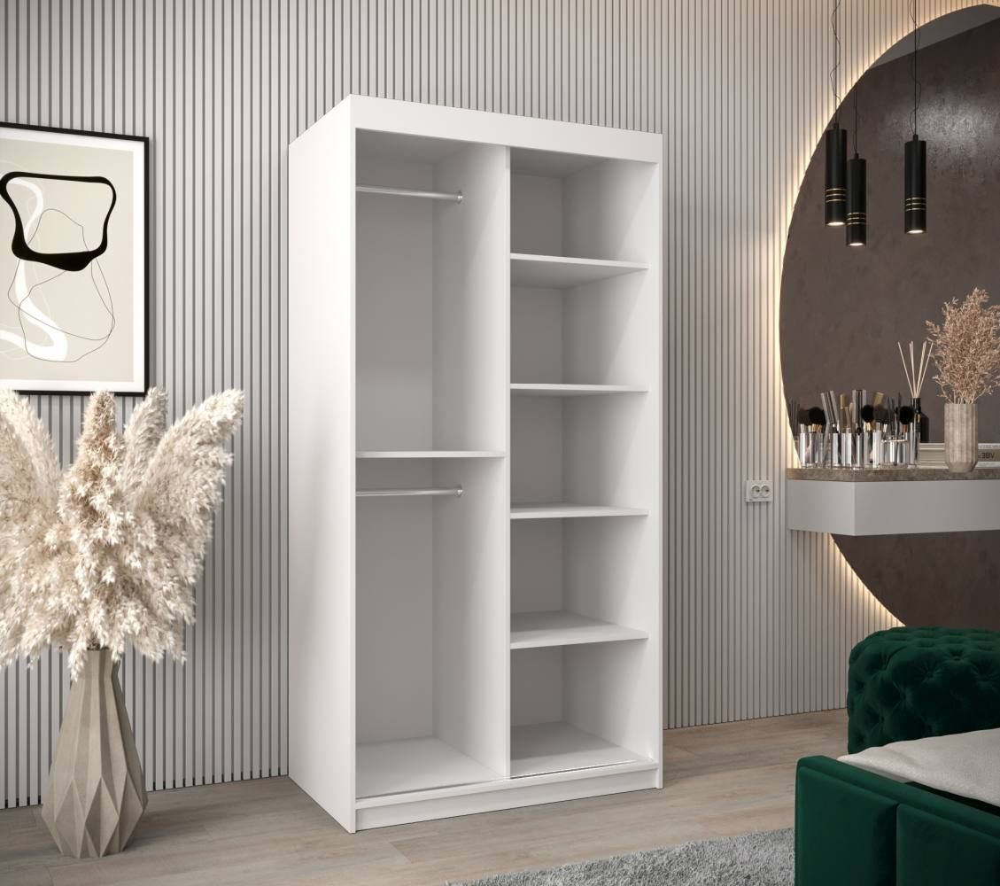Schiebetürenschrank / Kleiderschrank Hacho 1 mit Spiegel, Farbe: Weiß ...