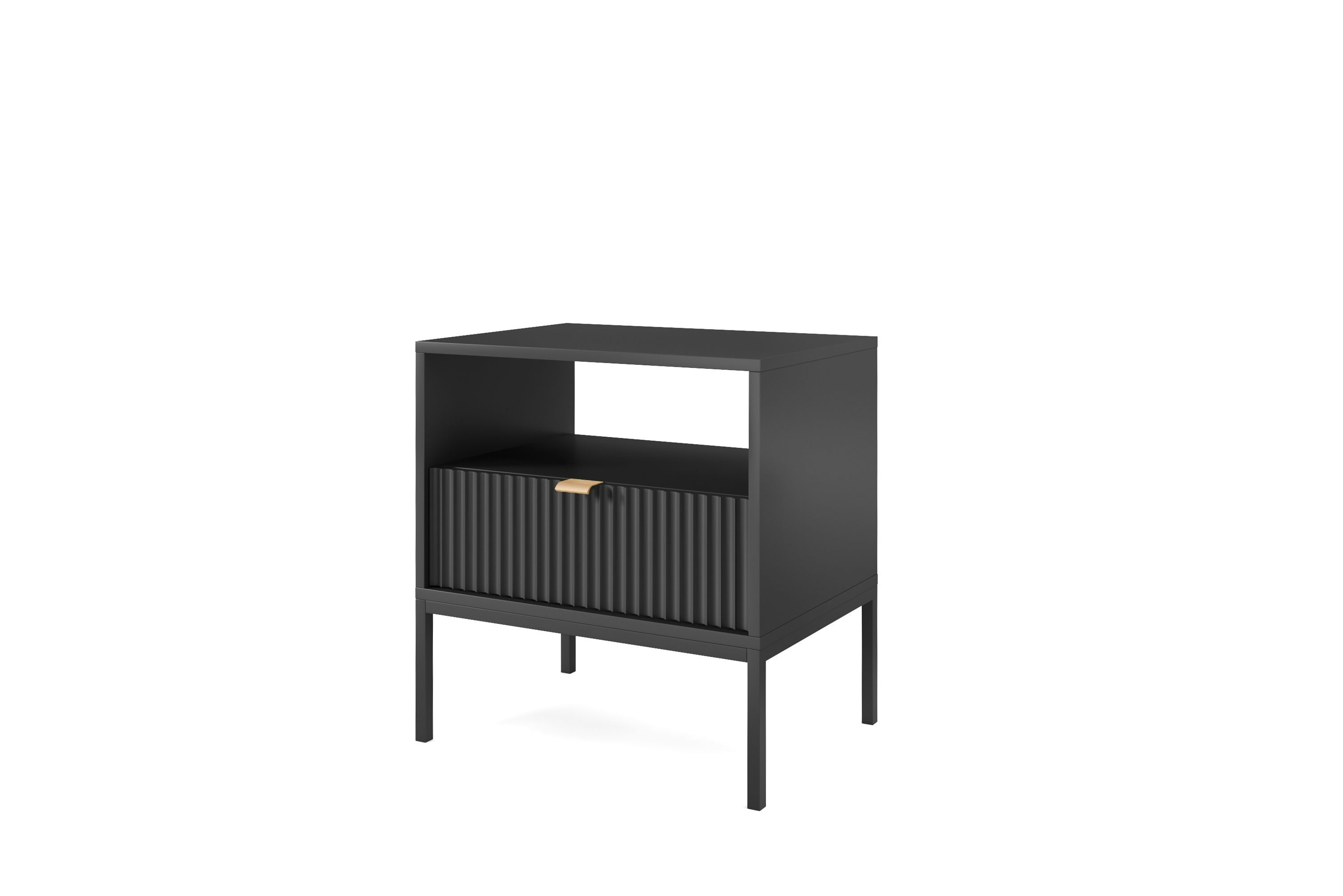 Nachtkommode im eleganten Design Worthing 44, Farbe: Schwarz / Gold ...