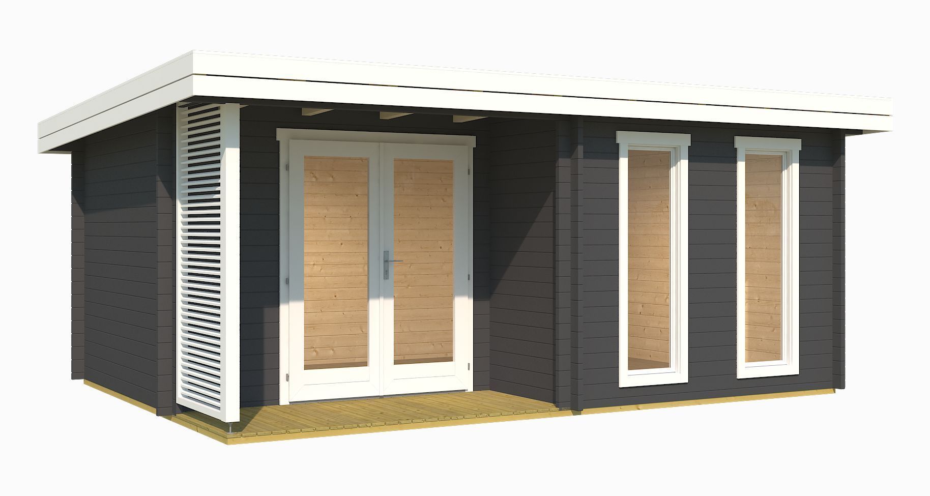 Gartenhaus G24 Carbongrau inkl. Fußboden - 44 mm Blockbohlenhaus ...