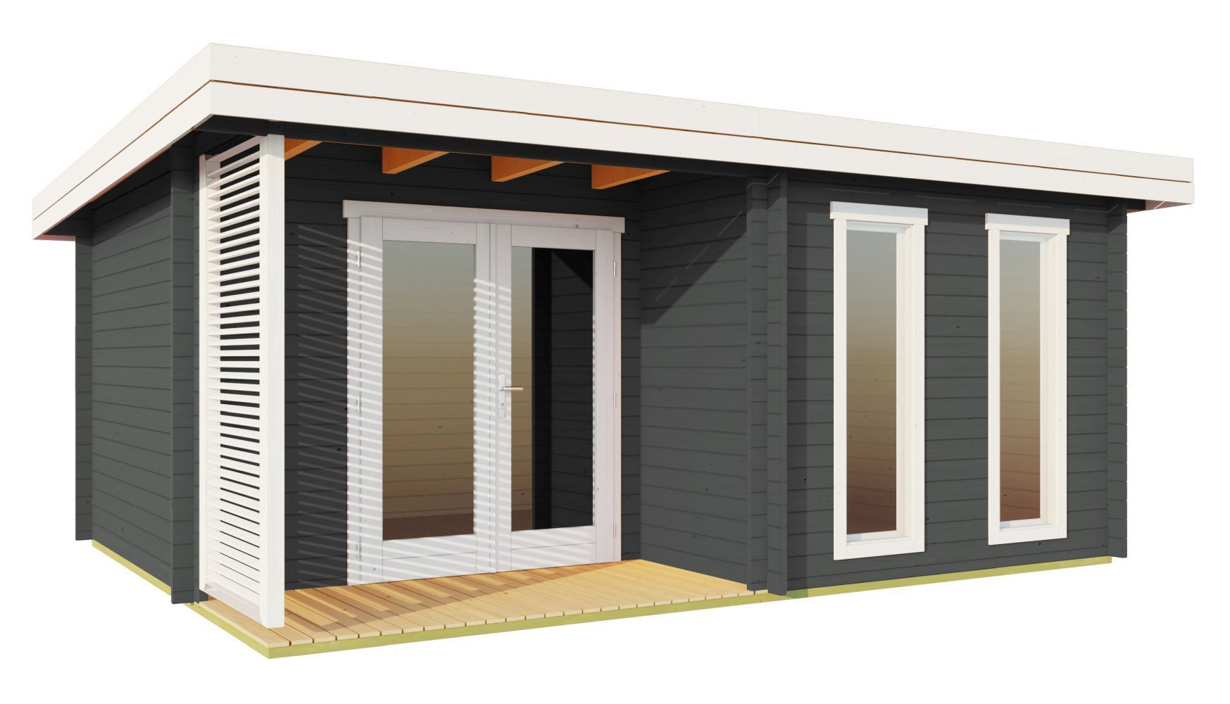 Gartenhaus G24 Carbongrau inkl. Fußboden - 44 mm Blockbohlenhaus ...