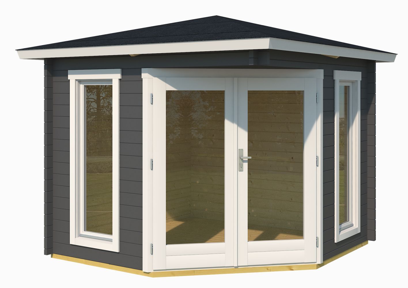 Gartenhaus G175 Carbongrau inkl. Fußboden - 40 mm Blockbohlenhaus ...