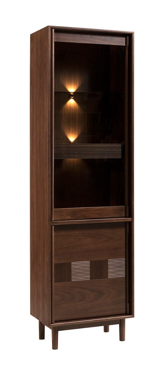 Vitrine Inginele 06 in Walnuss, inkl. LED-Beleuchtung, 2 Türen, 3 ...