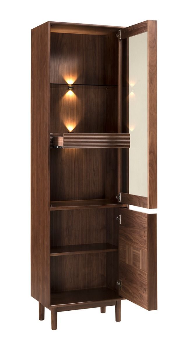 Vitrine Inginele 06 in Walnuss, inkl. LED-Beleuchtung, 2 Türen, 3 ...