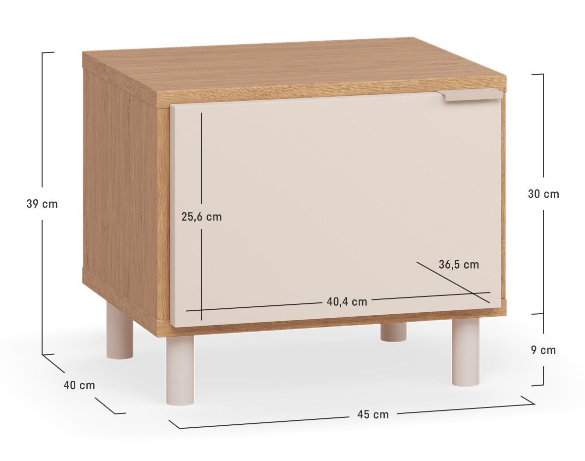 Nachtkommode | 1 Drehtür | Farbe: Beige | zwei Fächer | Nachtkästchen ...
