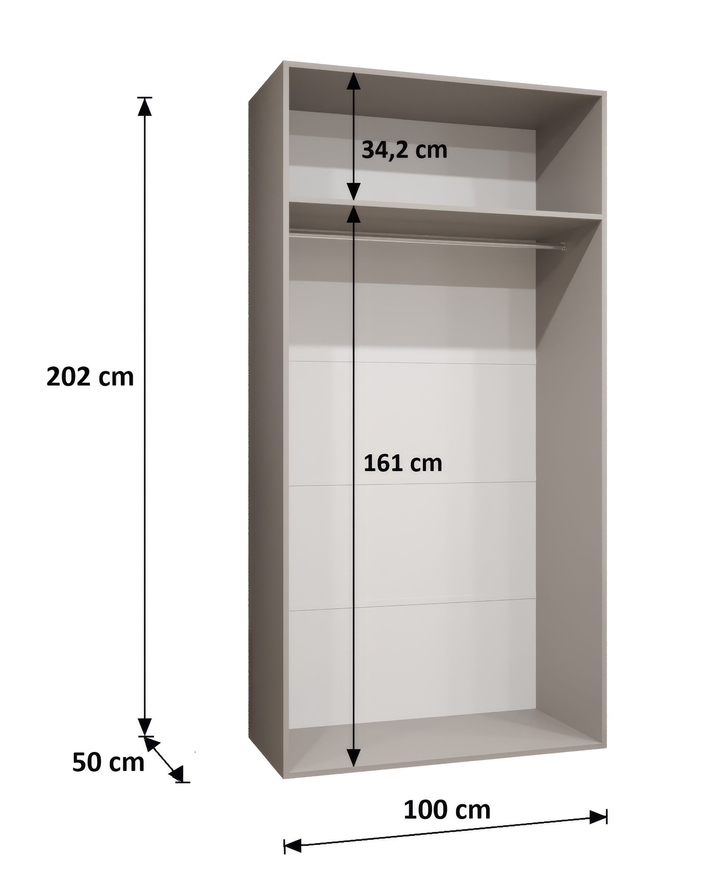 Drehtürenschrank / Kleiderschrank | 1 Meter breit | ABS-Kantenschutz ...