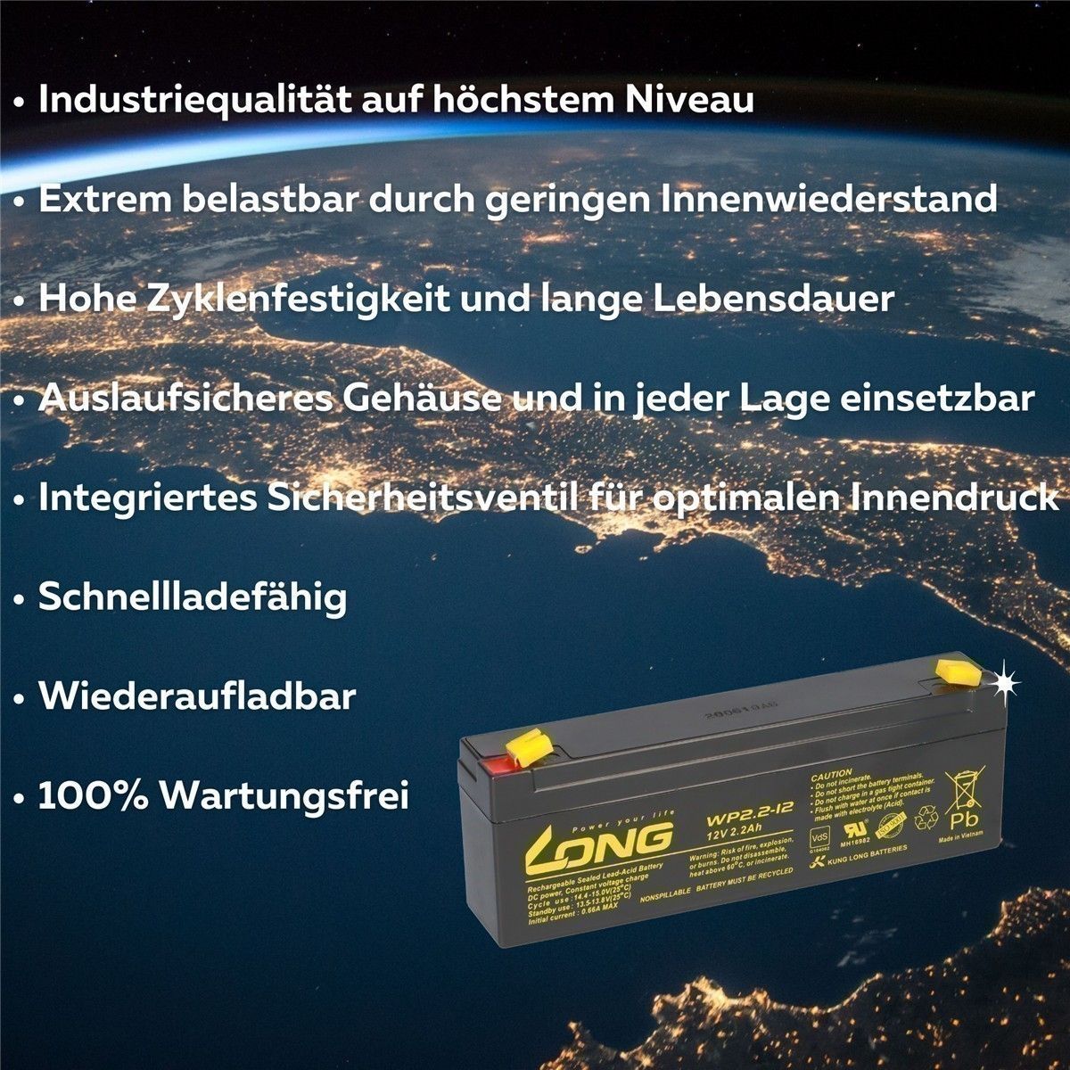 12V 2,2Ah kompatibel Alarmanlage Brandmeldeanlage AGM VdS kaufen bei ...