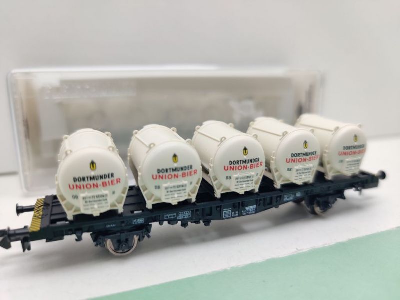 Fleischmann N DC 8232 Behältertragwagen "Dortmunder Union" Lbs598 / NEM ...
