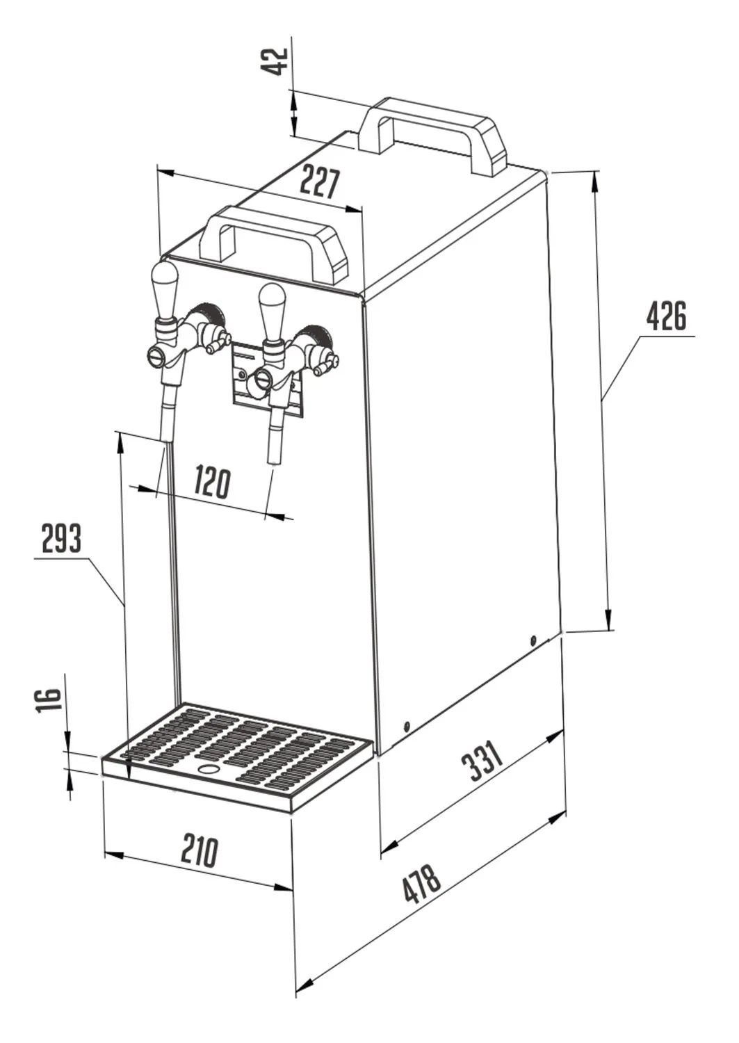 Untertheken Zapfanlage Kontakt 40 2-leitig Trockenkühler 50L/h ...