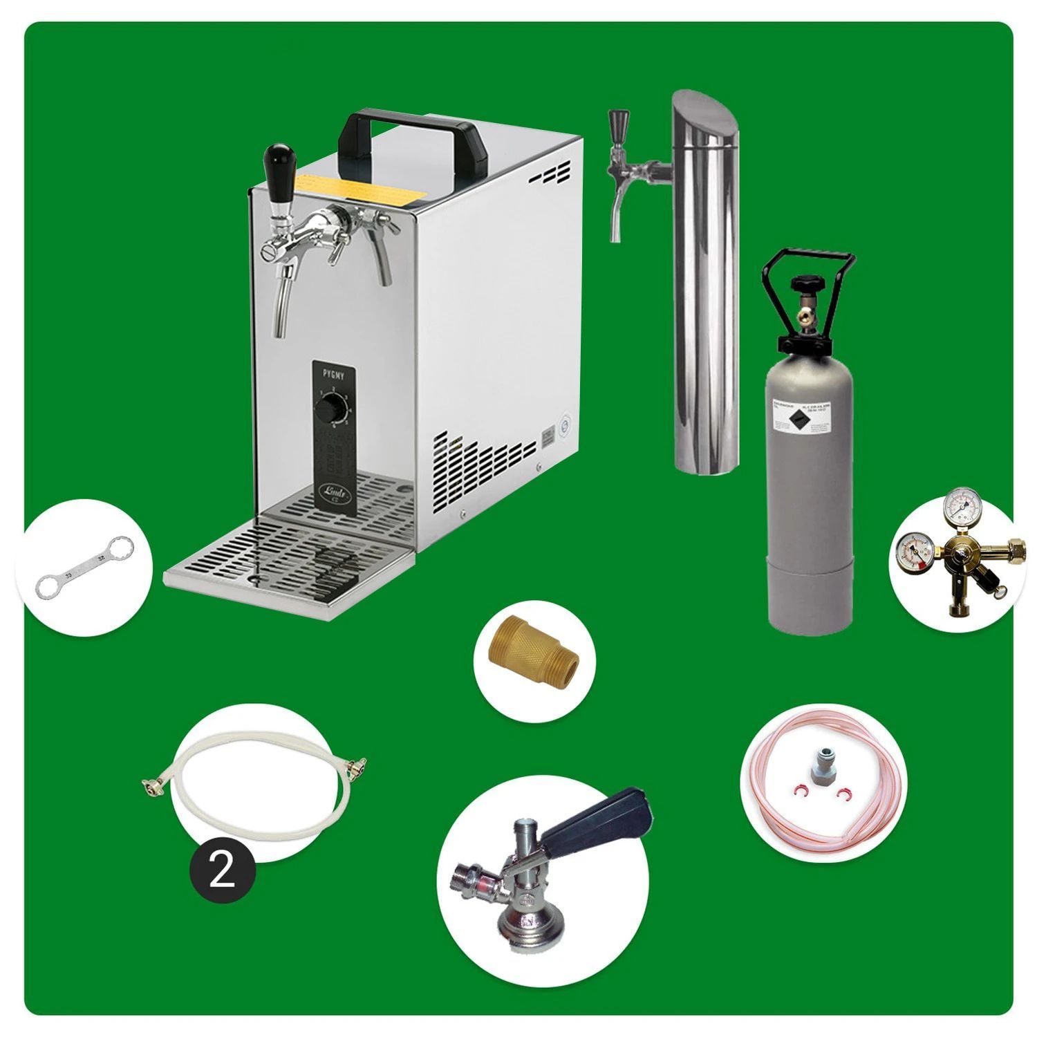 Lindr PYGMY 25 Untertisch Bierzapfanlage Komplettset 35 l/h Green Line ...