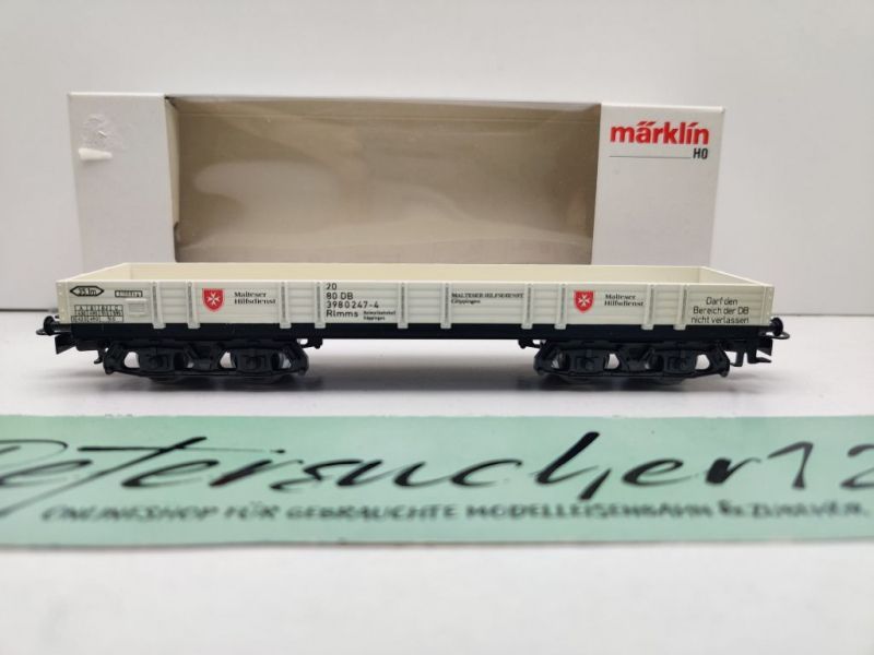Märklin H0 AC 4473 Niederbordwagen "Malteser" & LKW / DB / OVP weiß ...