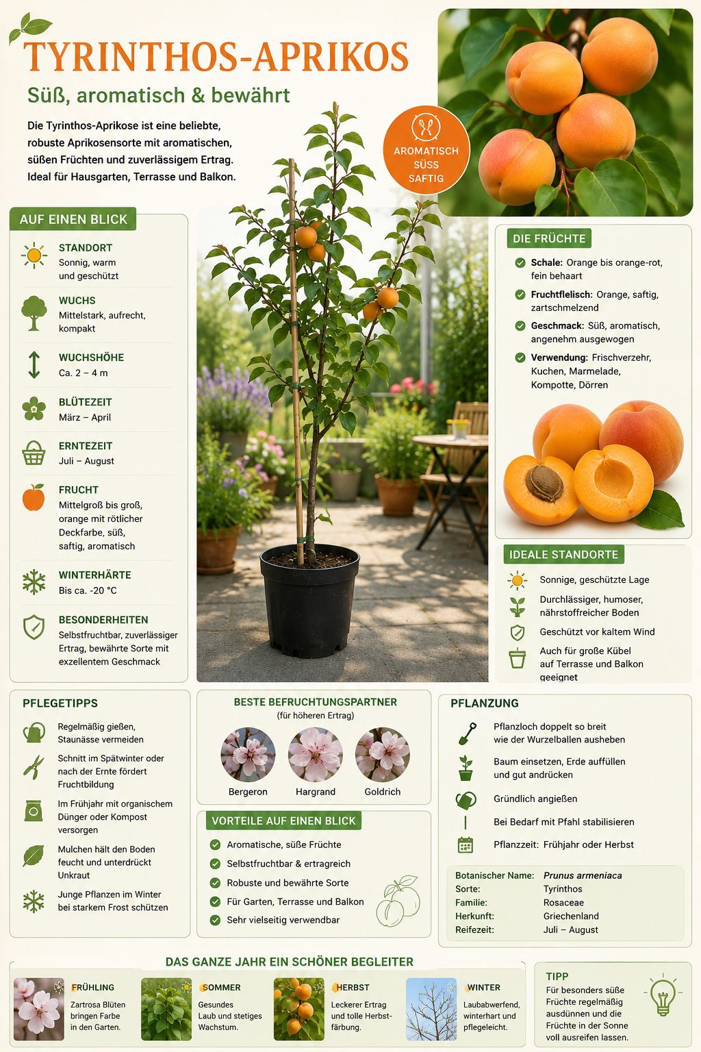 Prunus Armeniaca Tirynthos Aprikosenbaum winterhart 100-140 cm Topf ...