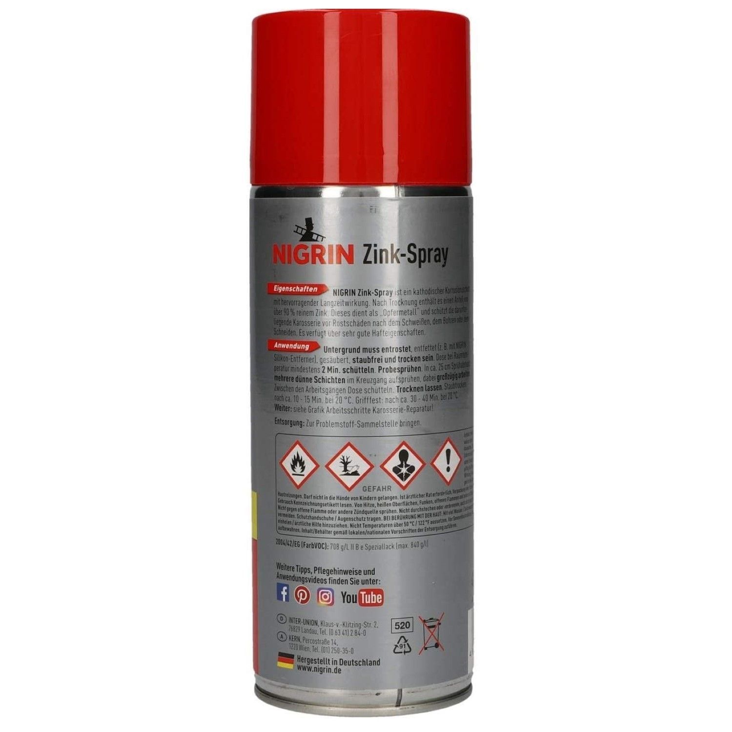 4x Nigrin Zink-Spray 400ml Rost Schutz Korrosions Schutz Grundierung ...