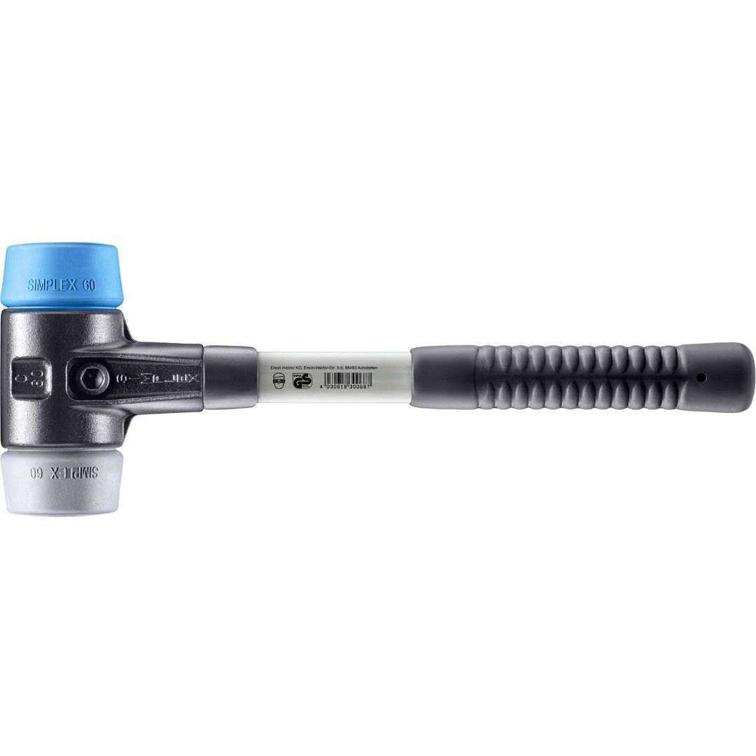HALDER Simplex Schonhammer Ø 60 mm TPE-soft blau / TPE-mid grau mit ...