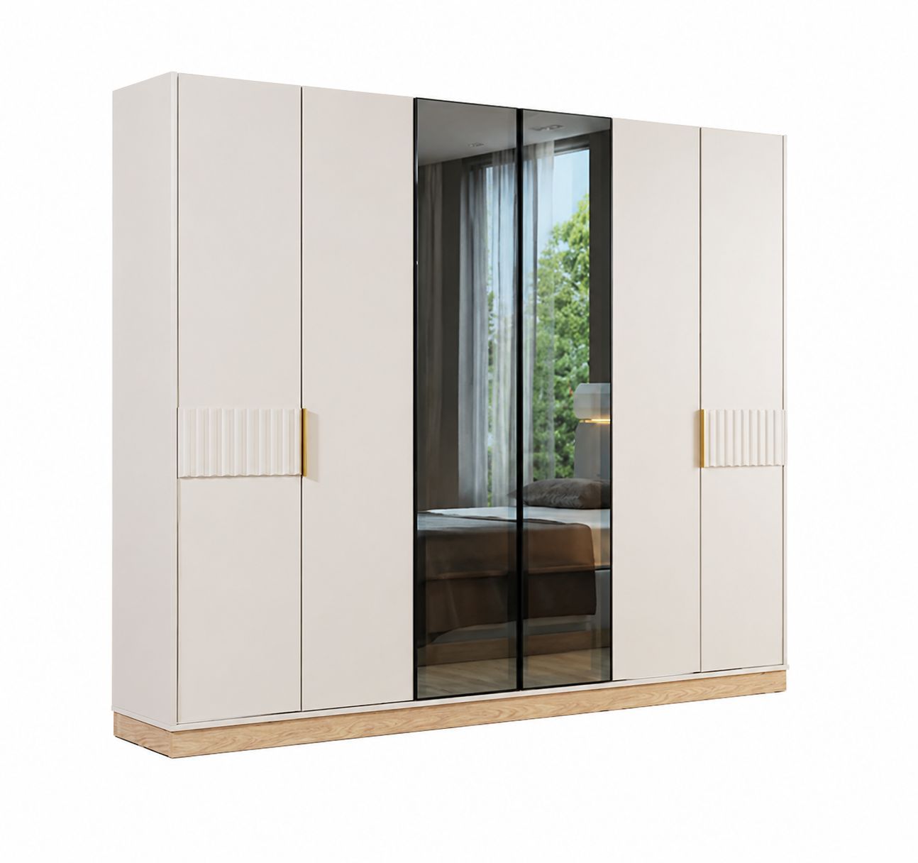 Hellbeiger Schlafzimmerschrank Designel Spiegeltüren Holzschränke ...