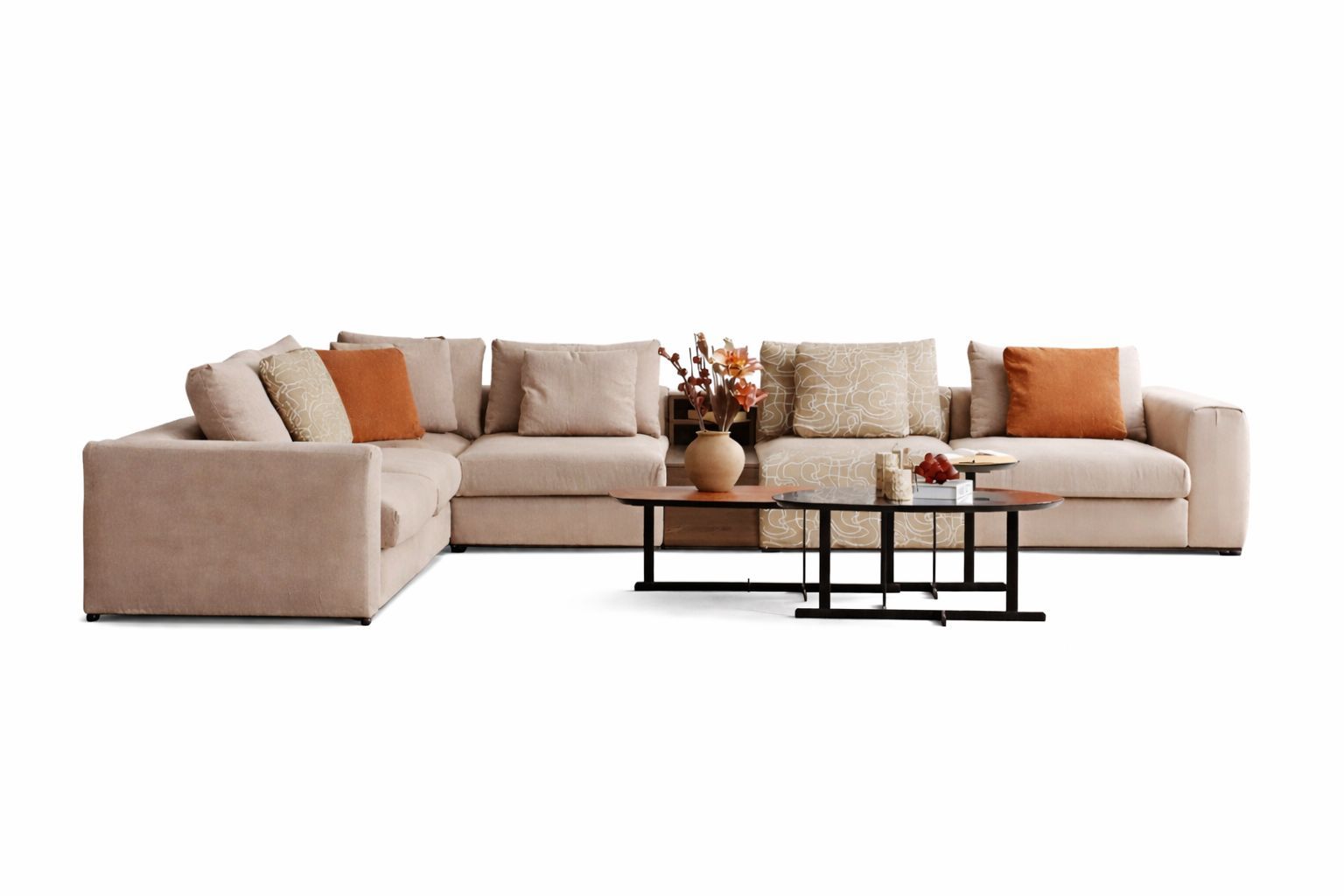 Wohnzimmer Beige Couchgarnitur Schickes L-Form Sofa Designer Sessel ...