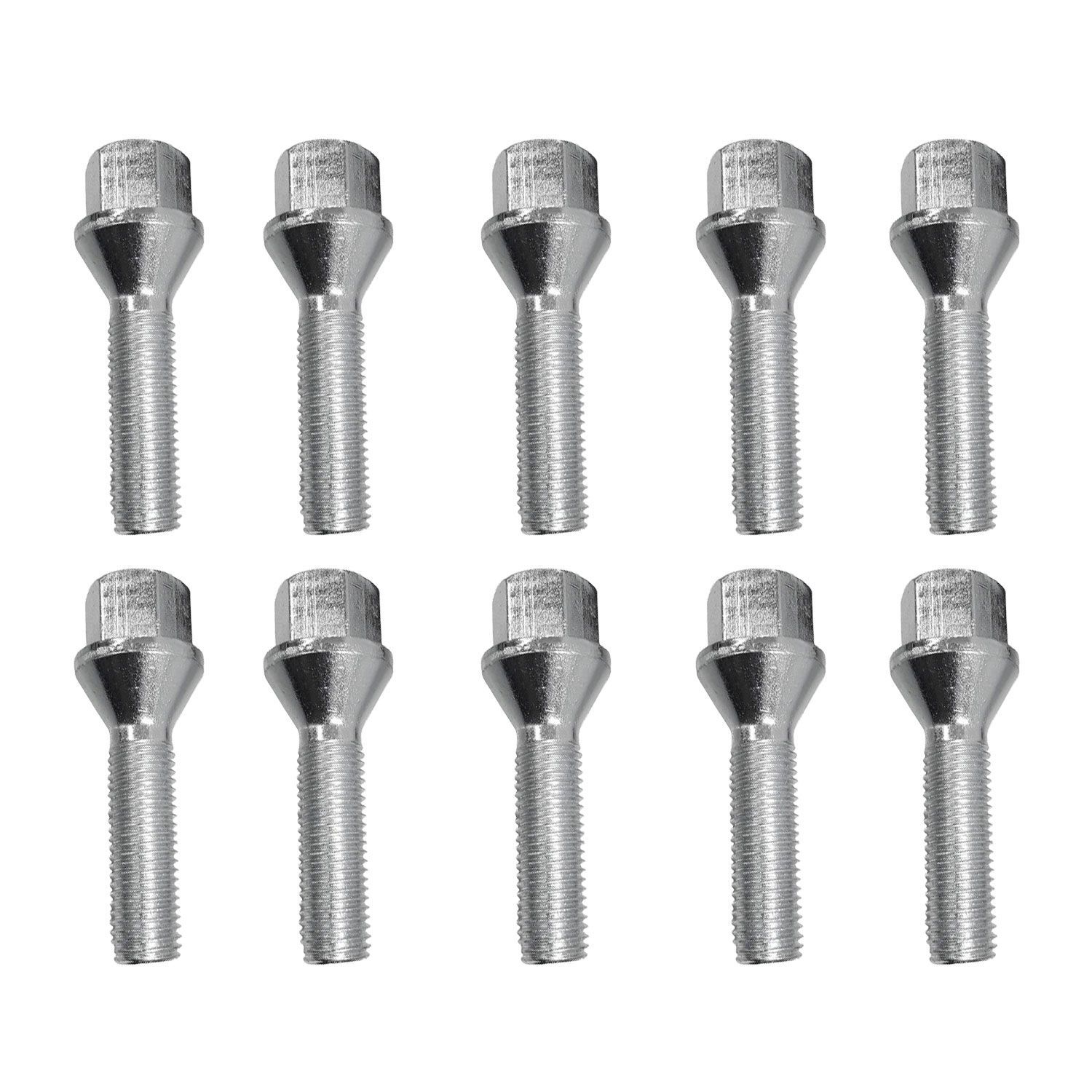 10x Radschrauben M12x1,5 45mm Kegelbund 60° Silber Für Renault 5 E-Tech ...