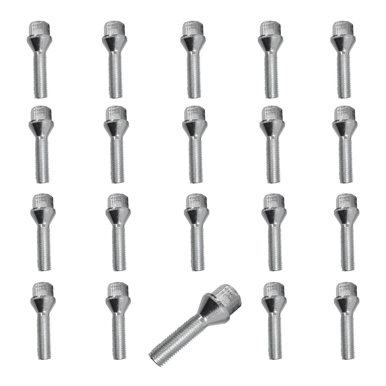 20x Radschrauben M12x1,5 60mm Kegelbund 60° Silber Für Renault 5 E-Tech ...