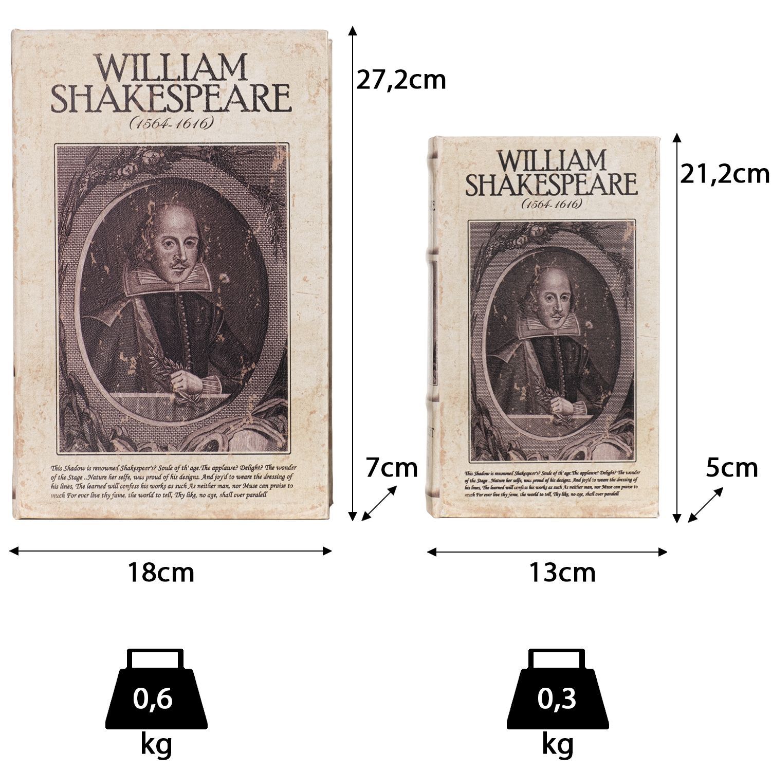 Buchhüllen Set Shakespeare - 2-teiliges Geheimversteck im Vintage-Stil ...