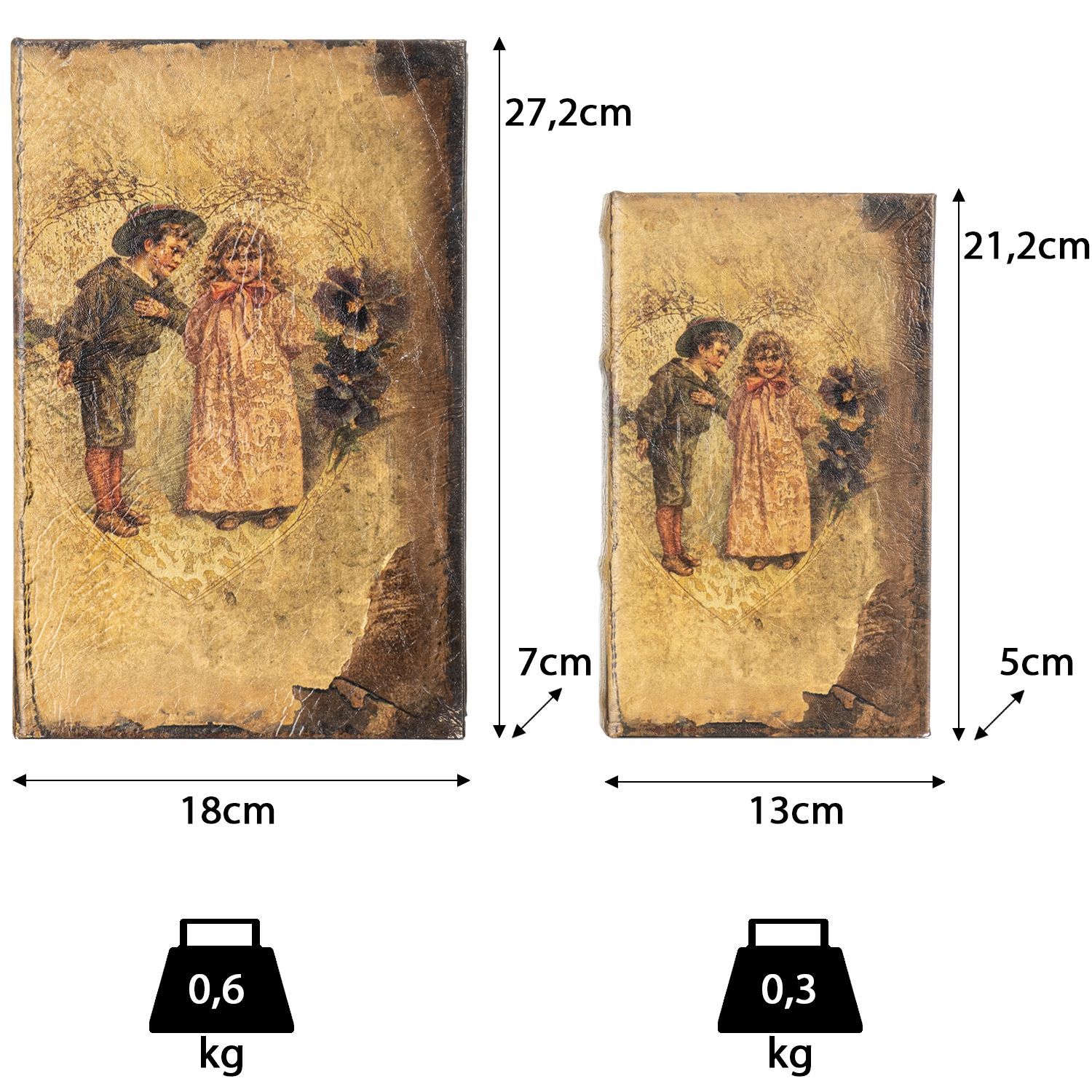 Buchhüllen Set Vintage - 2-teiliges Geheimversteck im nostalgischen ...