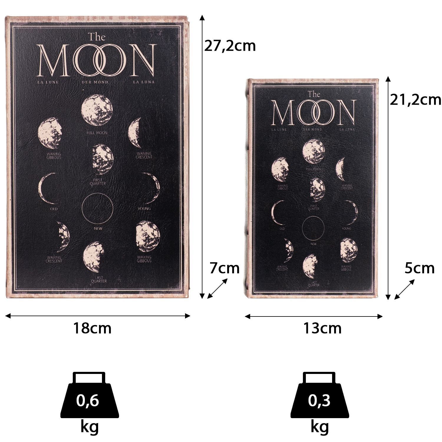 Buchhüllen Set „The Moon“ - 2-teilig - Mondphasen Design - Buchbox ...