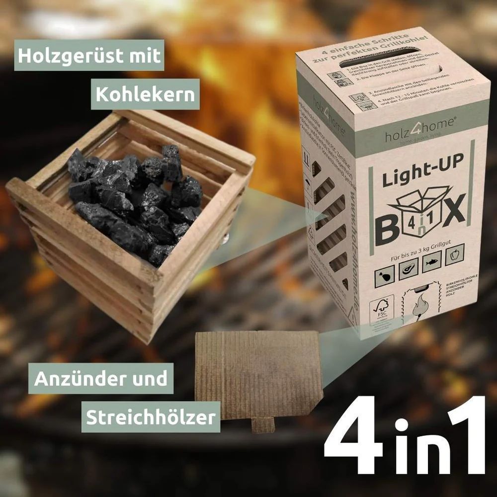 6er Set Grillanz?nder Box 4-in-1Grillbox Grillkohle Grillholzkohle ...