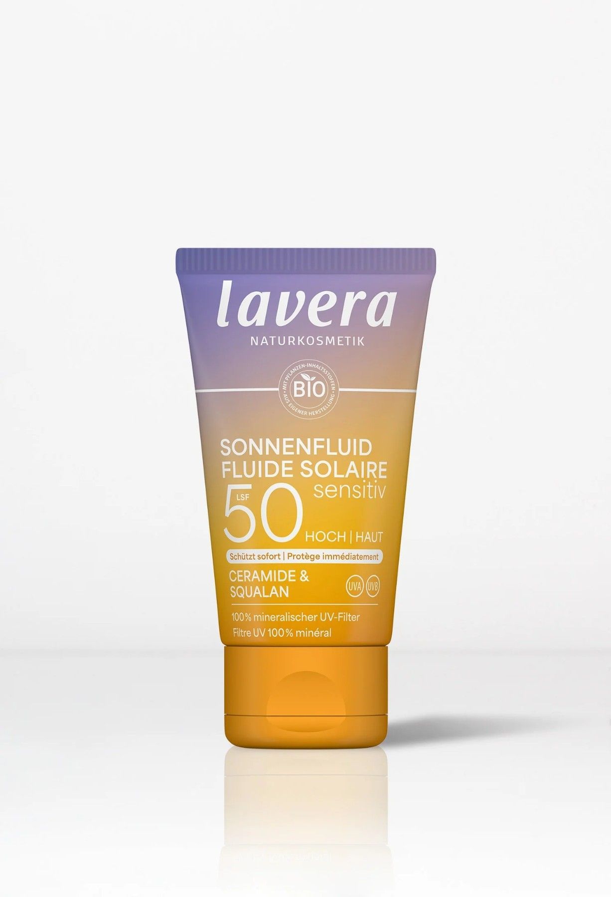 lavera Sonnenfluid Sensitiv LSF 50 40 ml mineralischer UV-Schutz vegan ...