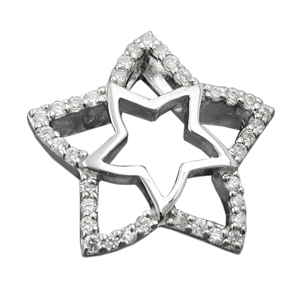 Anhänger 17mm Stern mit Zirkonias glänzend rhodiniert Silber 925 kaufen ...