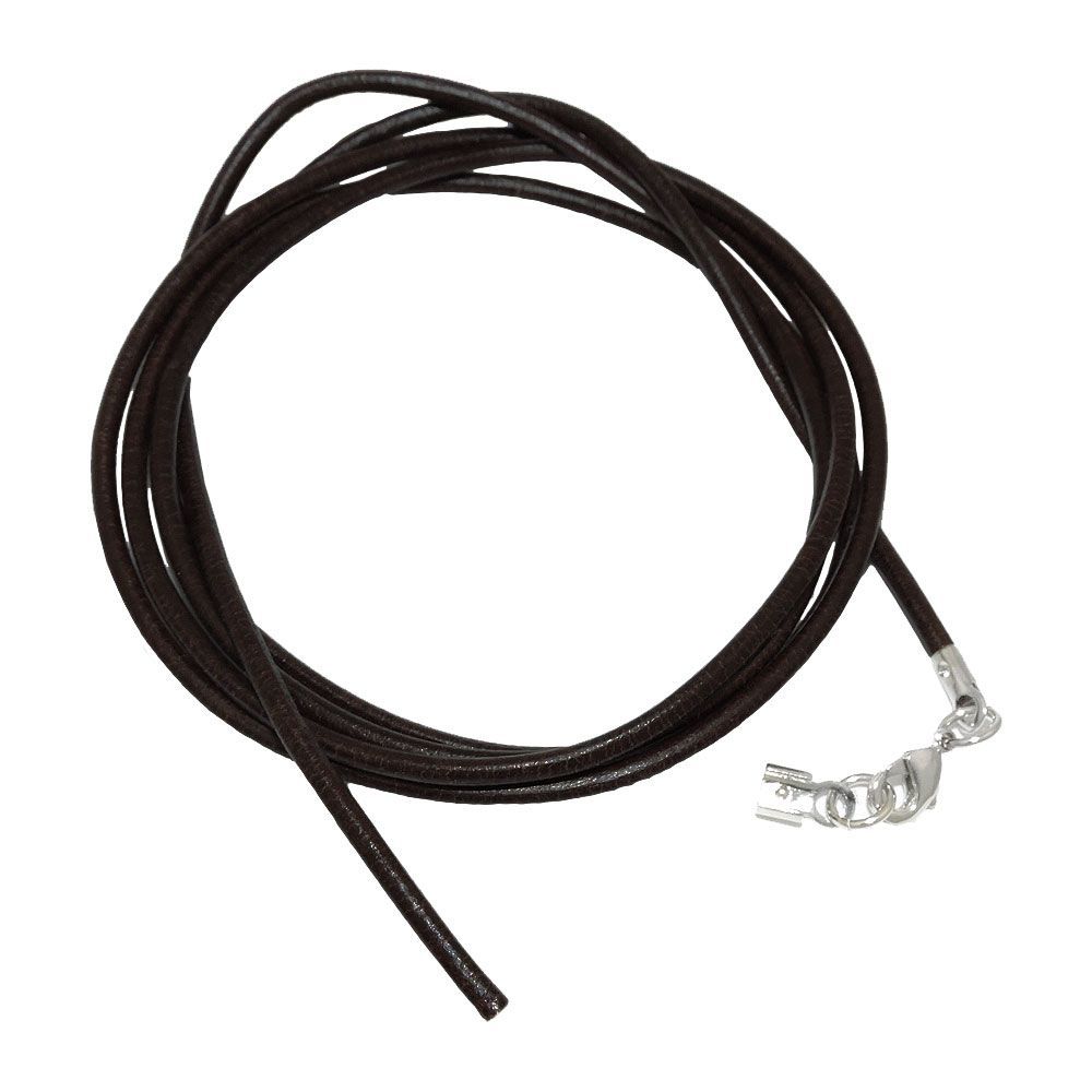 Lederband Rundschnur Rindleder 2mm schwarz gefärbt mit 1x Verschluss ...