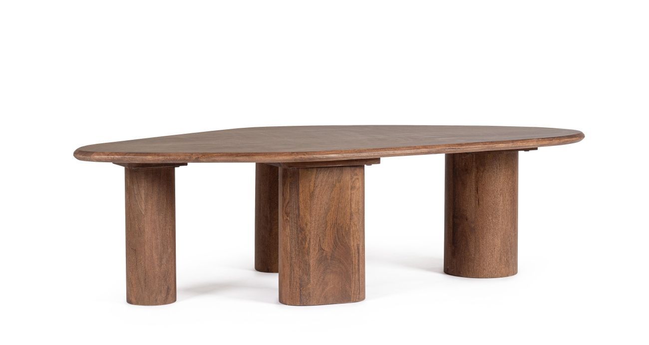 Couchtisch Tansan aus Mangoholz, Retro Chic Design, braun, 150 cm ...
