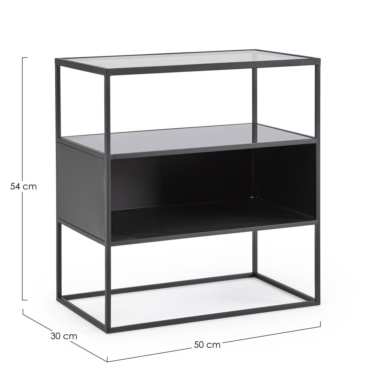 Nachttisch Adryna aus Metall, modern, pulverbeschichtet, schwarz, mit ...