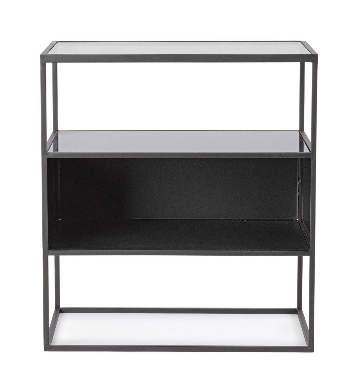 Nachttisch Adryna aus Metall, modern, pulverbeschichtet, schwarz, mit ...