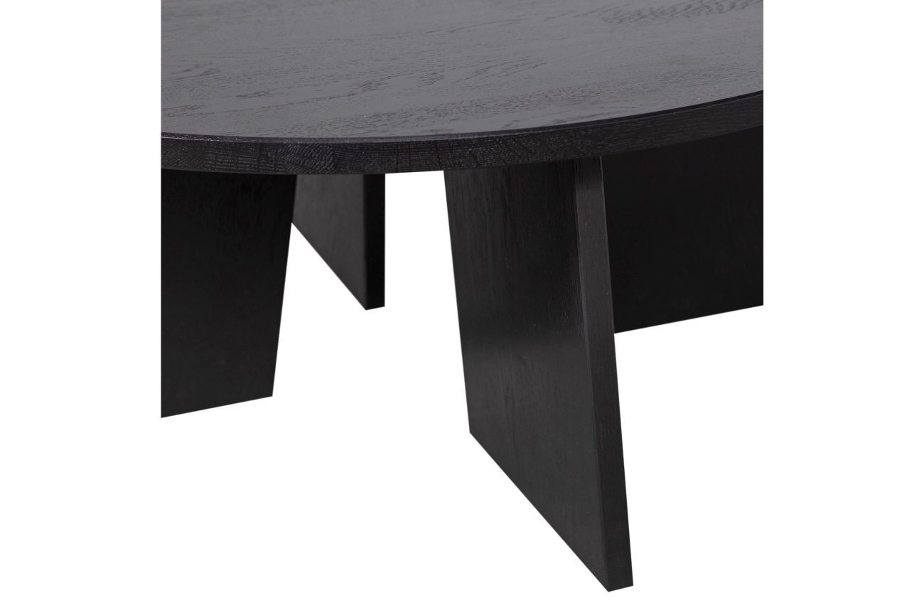 Couchtisch Fries aus Eichenholz, modern rundes Design, schwarz lackiert ...