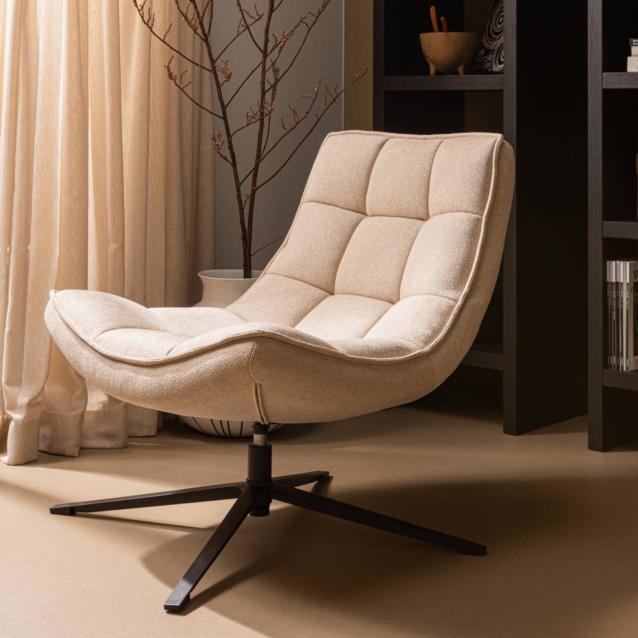 Drehsessel Maudi aus Webstoff, modern und gepolstert, natur, mit ...