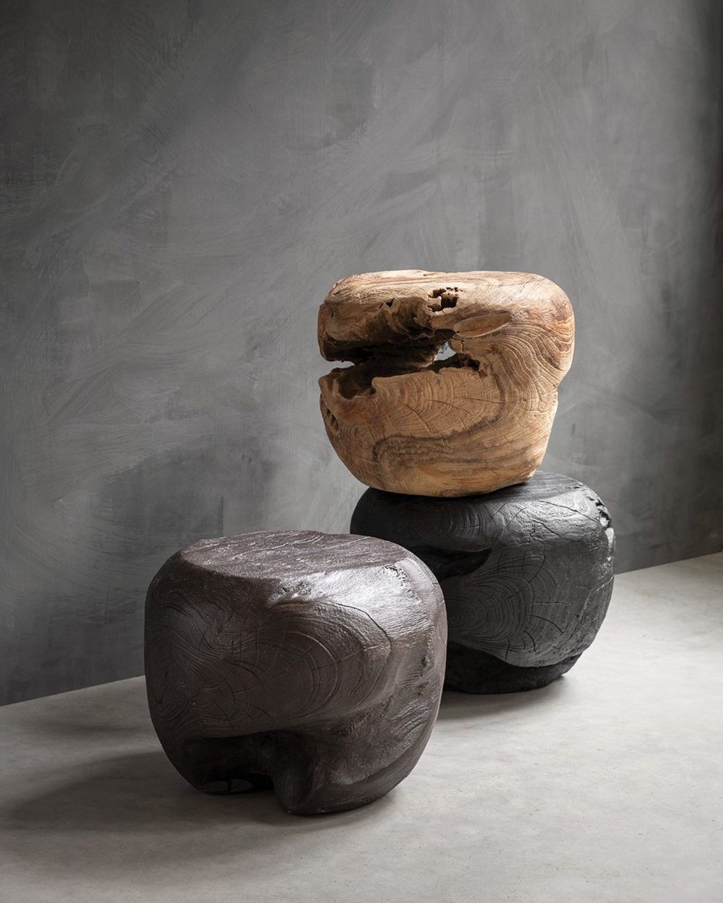 Beistelltisch Ball aus Teakholz, rundes Design, massiv, Natur ...