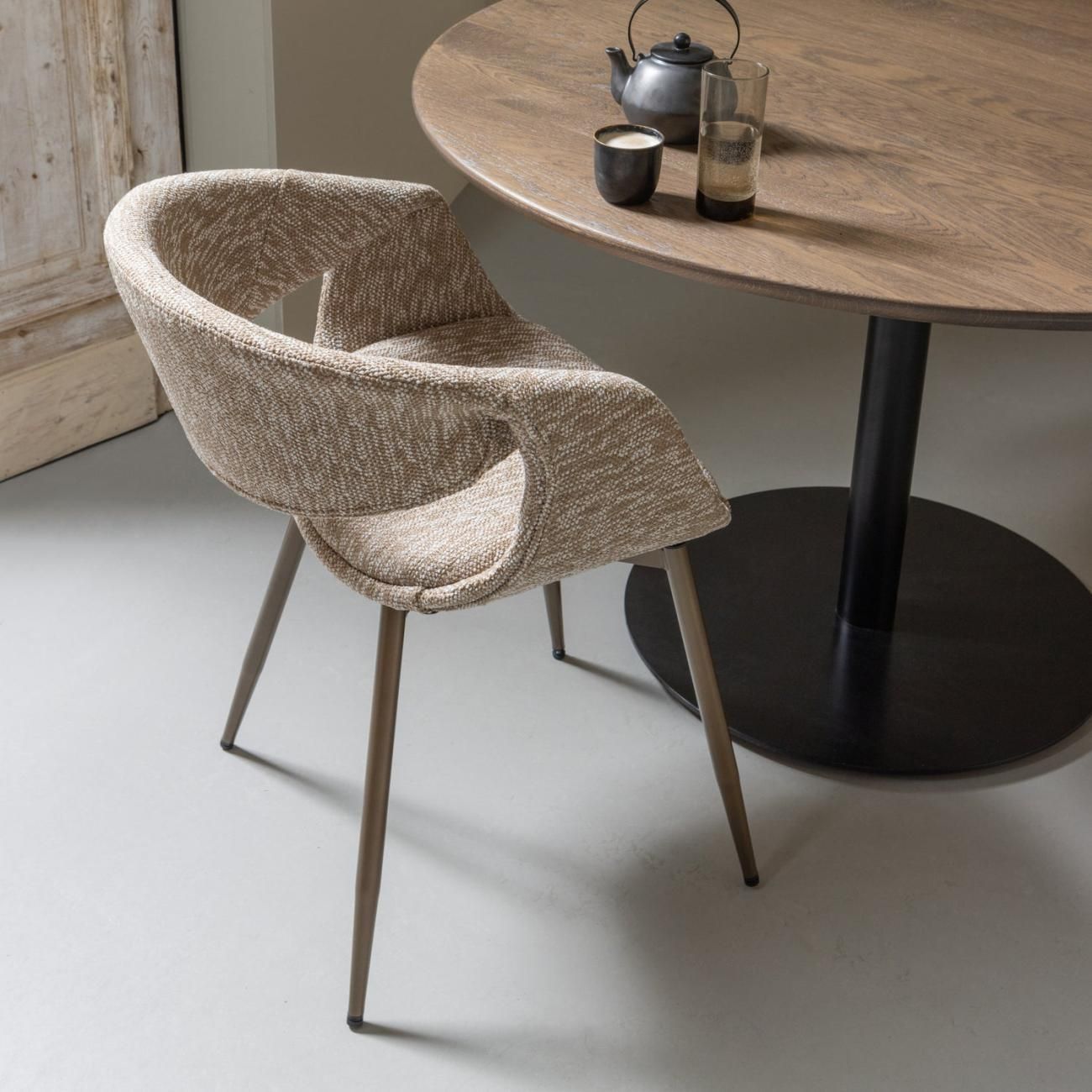 Esszimmerstuhl Yossi aus Webstoff, modernes Design, sand / kupfer ...