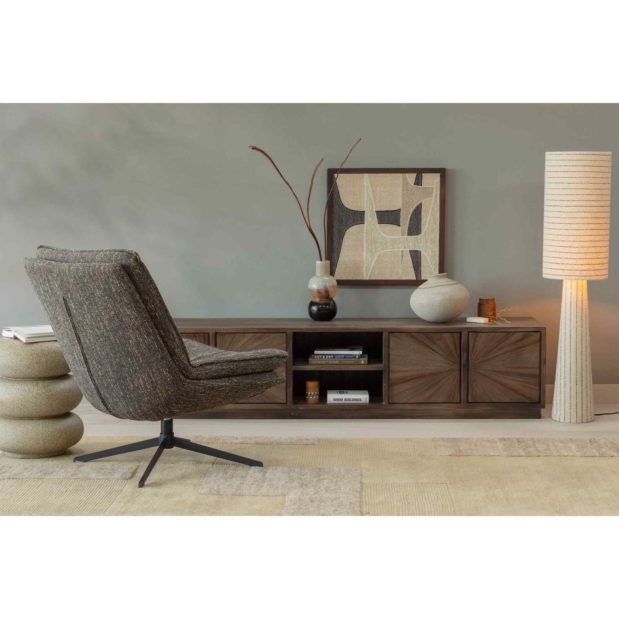 Drehsessel Milaro aus weichem Webstoff, modern und drehbar, Braun ...