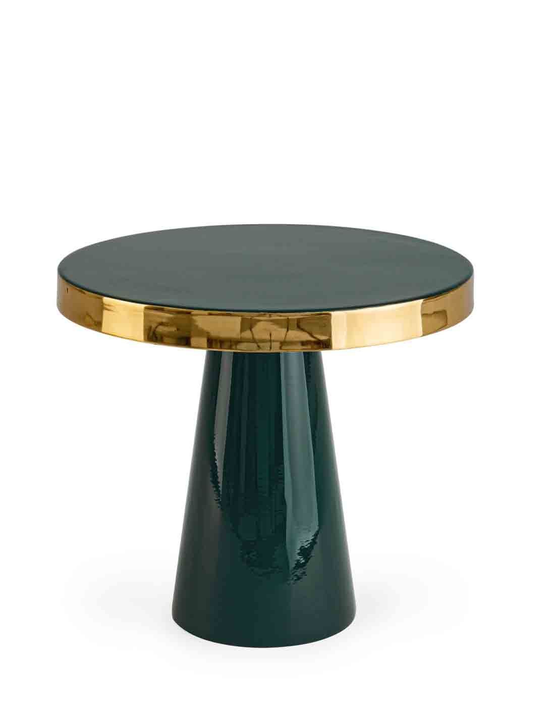 Beistelltisch Diknan aus Metall, rundes Design, Dunkelgrün, modern und ...