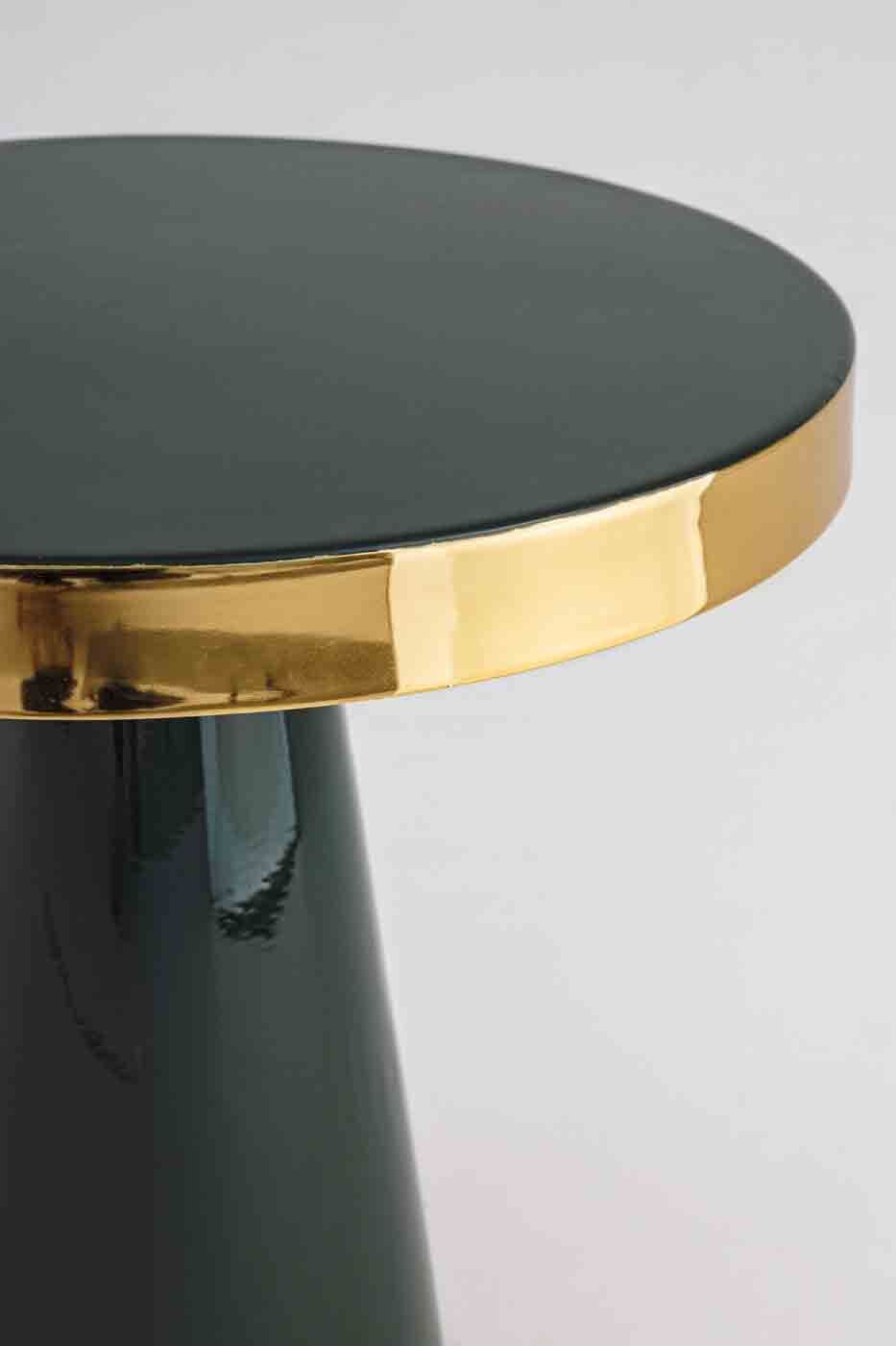 Beistelltisch Diknan aus Metall, rundes Design, Dunkelgrün, modern und ...