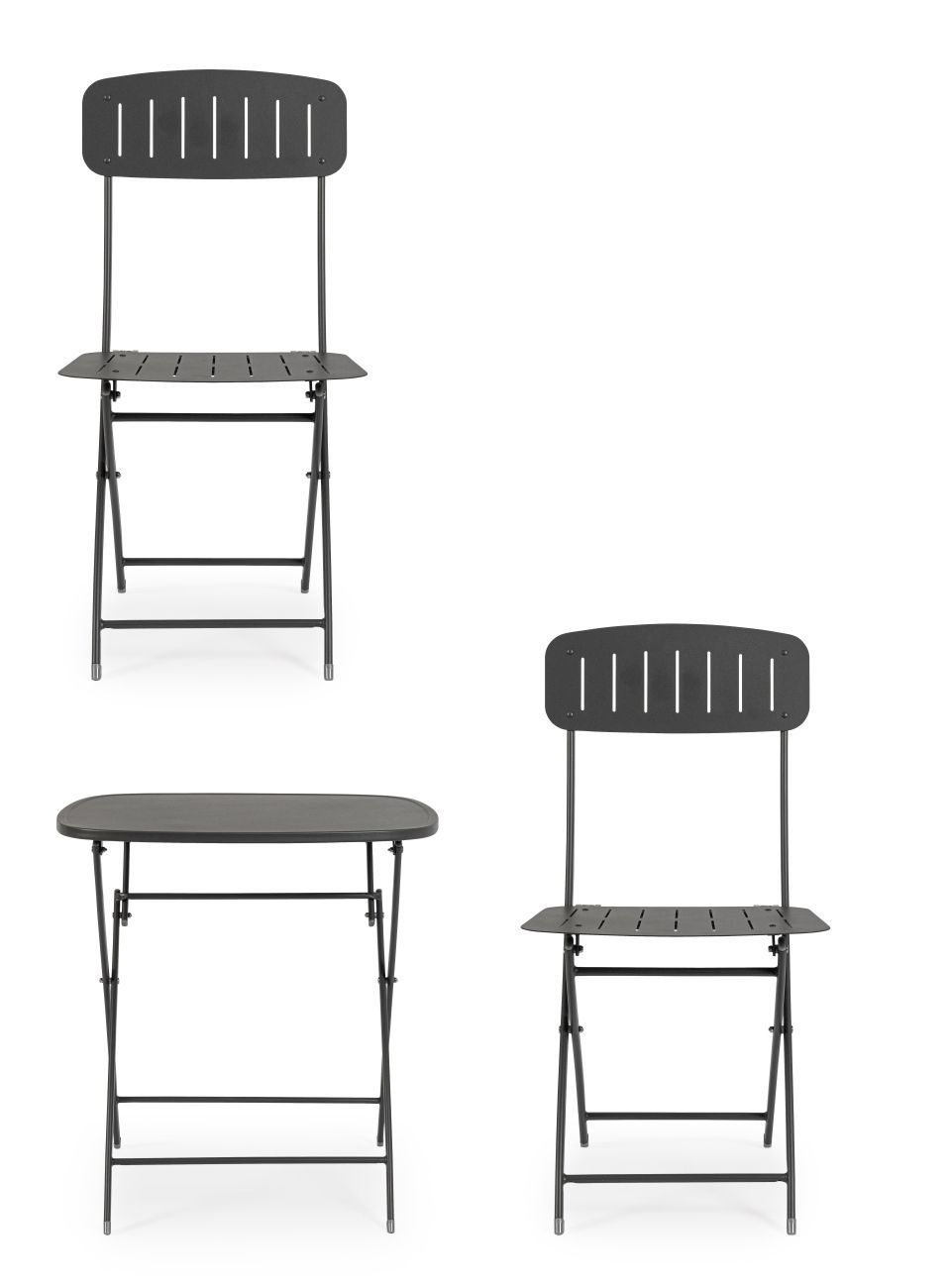 Garten-Set Novony aus Metall, klassisch, anthrazit, klappbar ...