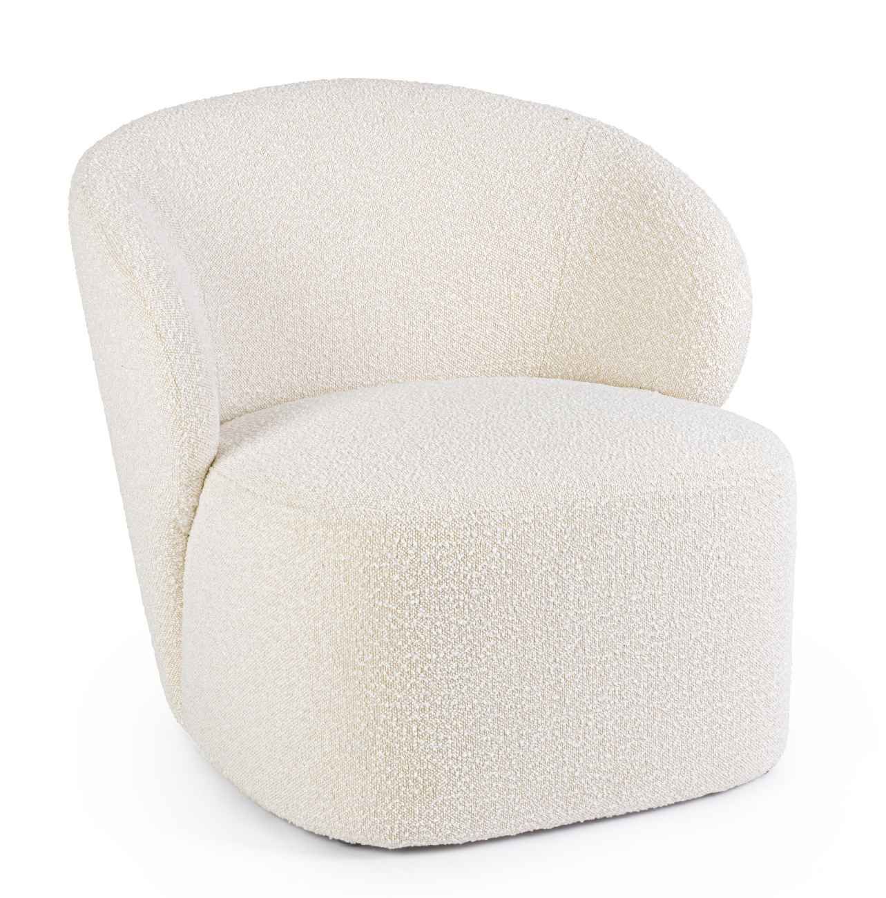 Sessel Alibasa aus Boucle-Stoff, modernes Design, Natur, gepolstert und ...