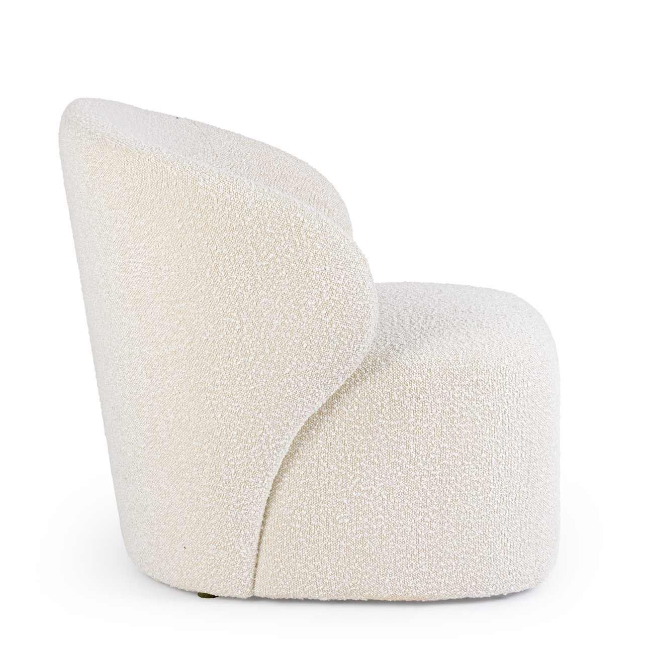 Sessel Alibasa aus Boucle-Stoff, modernes Design, Natur, gepolstert und ...