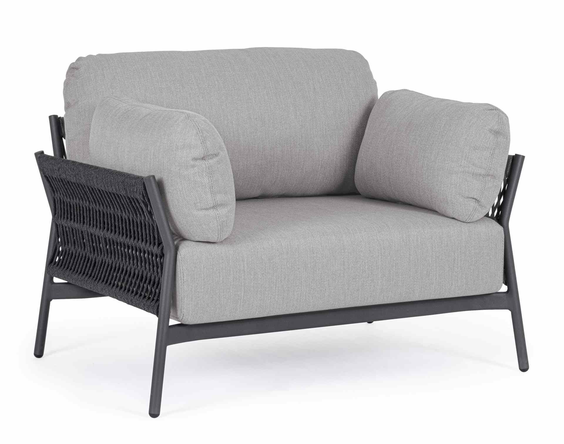Gartensessel Dispar aus Aluminium, modern gepolstert, anthrazit ...