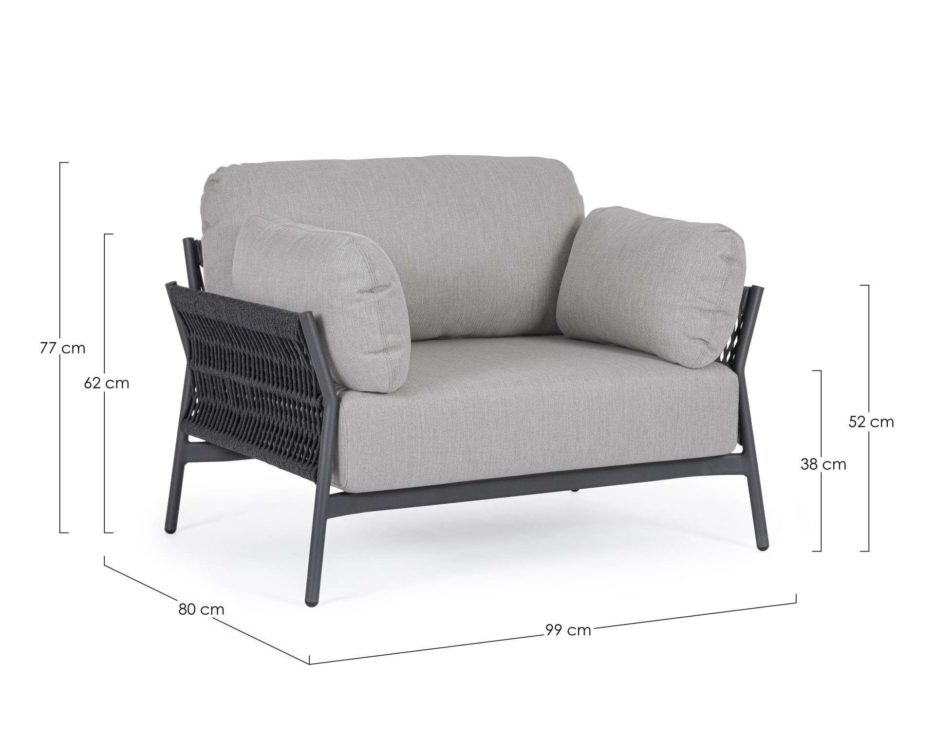 Gartensessel Dispar aus Aluminium, modern gepolstert, anthrazit ...