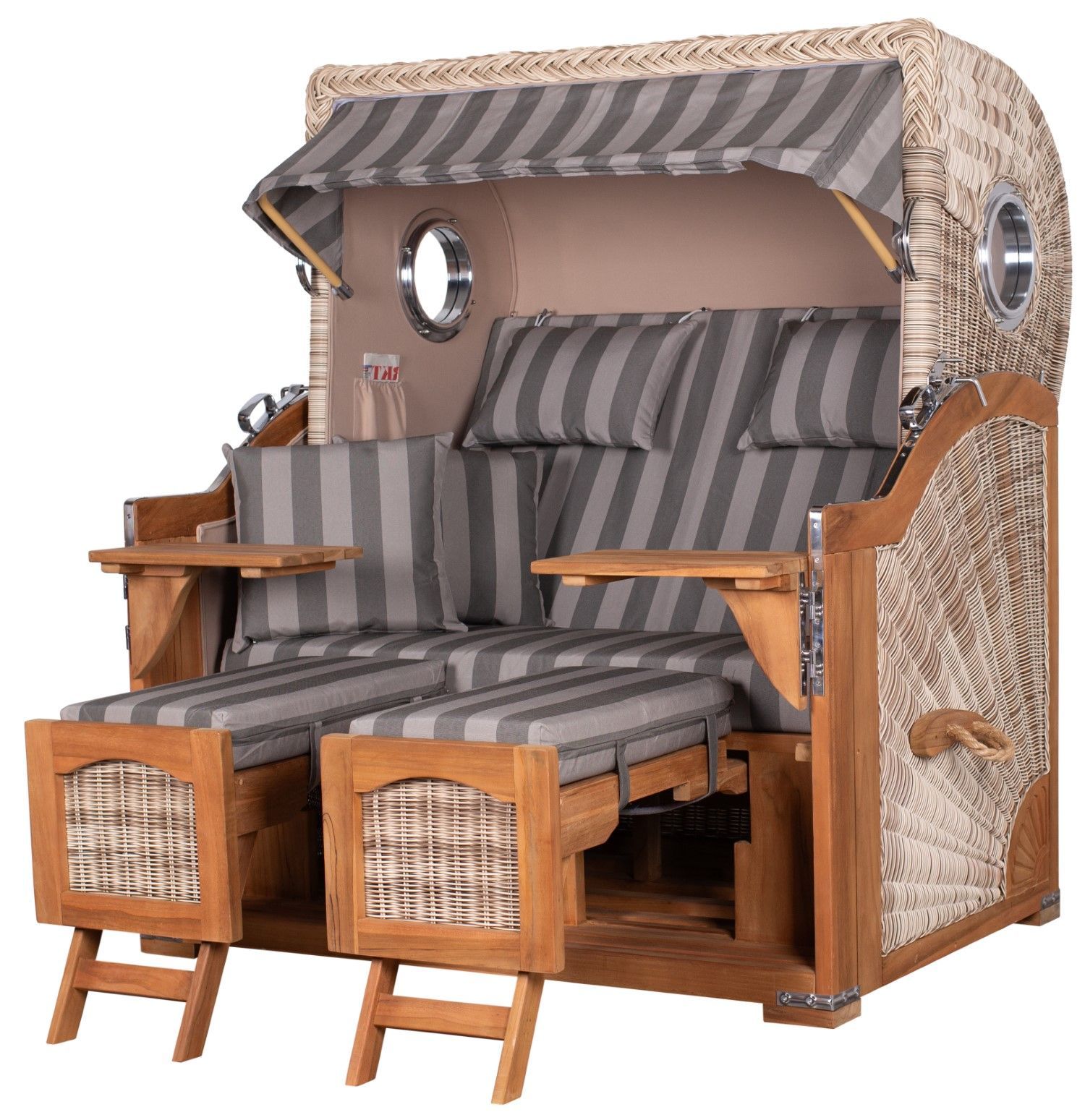 Strandkorbset - bene living - Ammersee 2,5-Sitzer Teak - PE shell ...