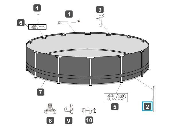Bestway® Ersatzteil Vertikales Poolbein (grau) für Steel Pro MAX™ Pools ...