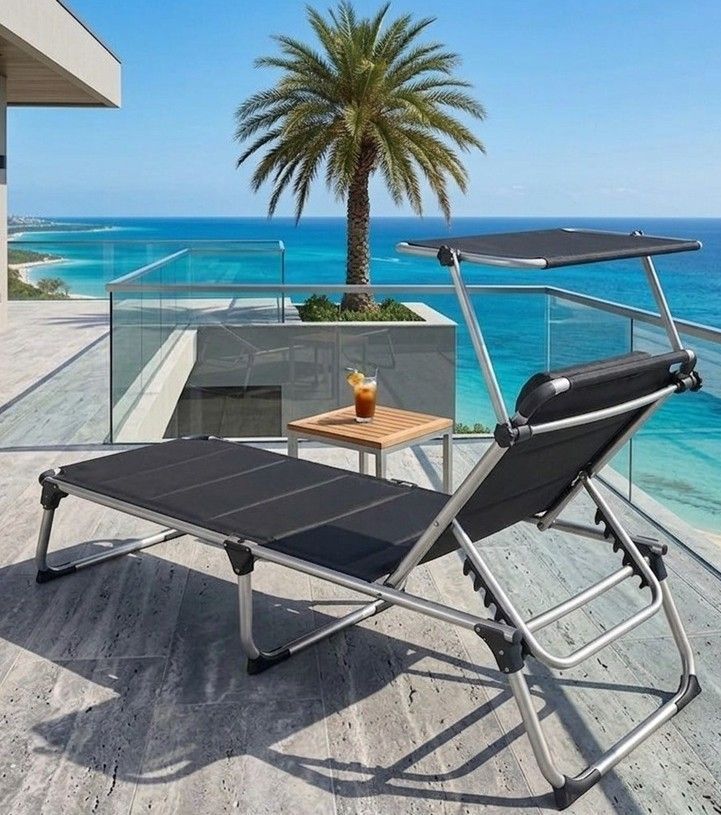 Sonnenliege MAUI Sonnendach Gartenliege Liegestuhl Relaxliege ...