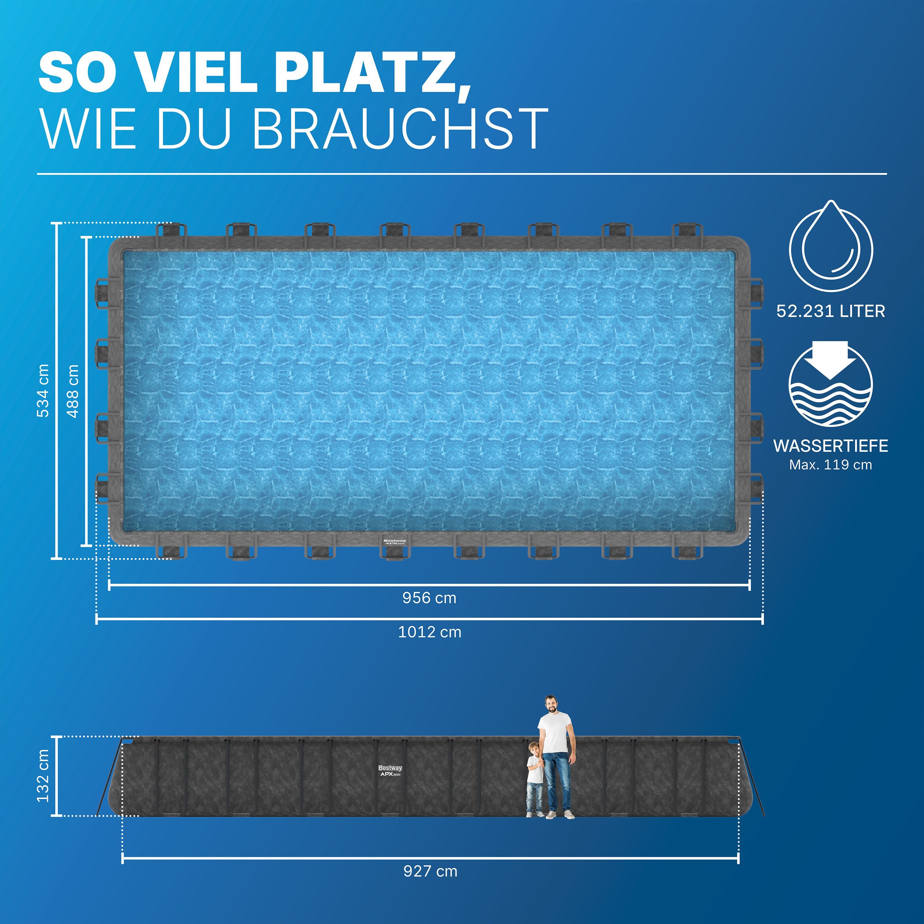 APX365™ Winterfestes Frame Pool Komplett-Set mit Sandfilteranlage 956 x ...