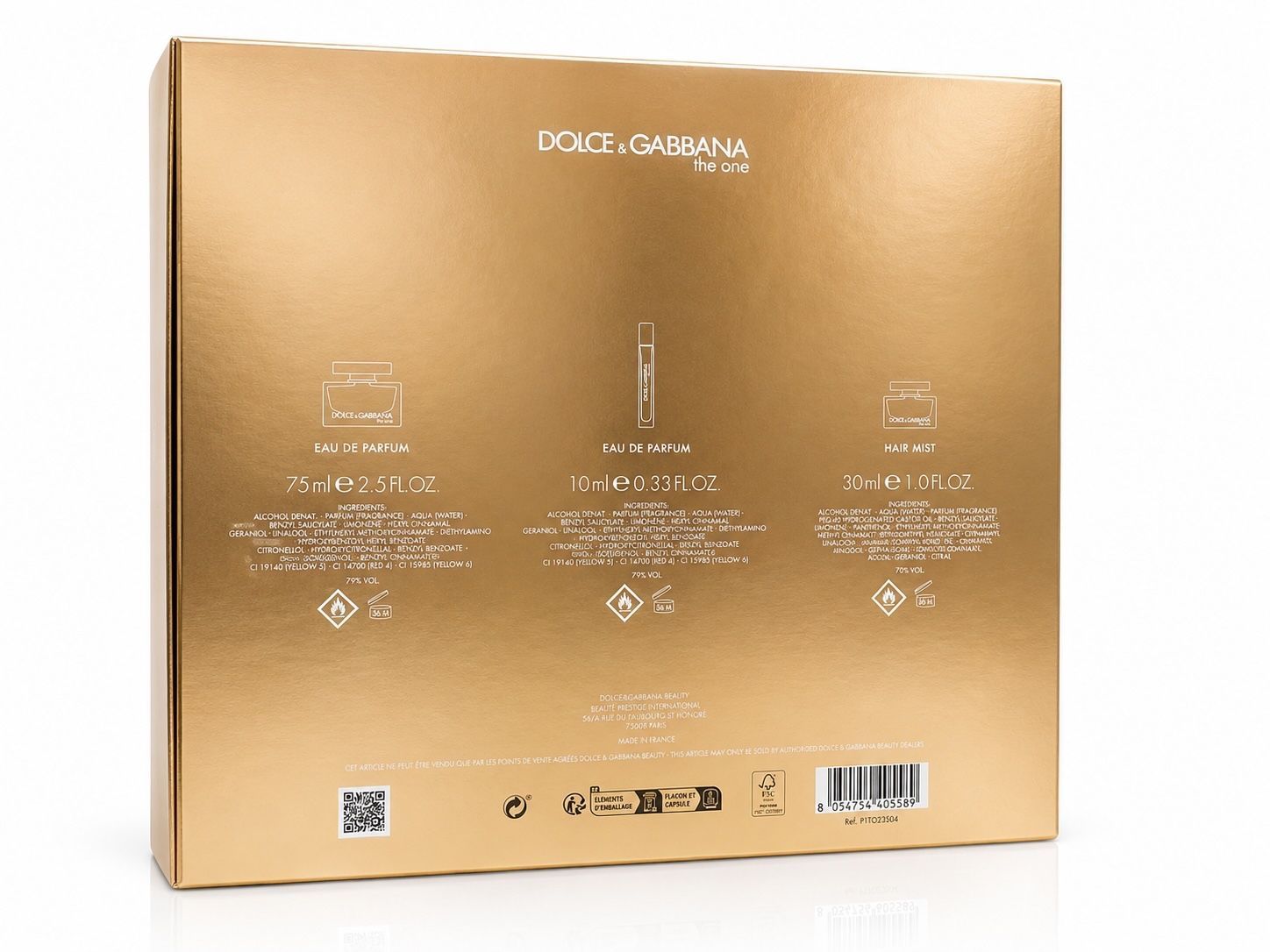Dolce & Gabbana The One Damen Geschenkset EDP 75ml + EDP 10ml + Hair ...